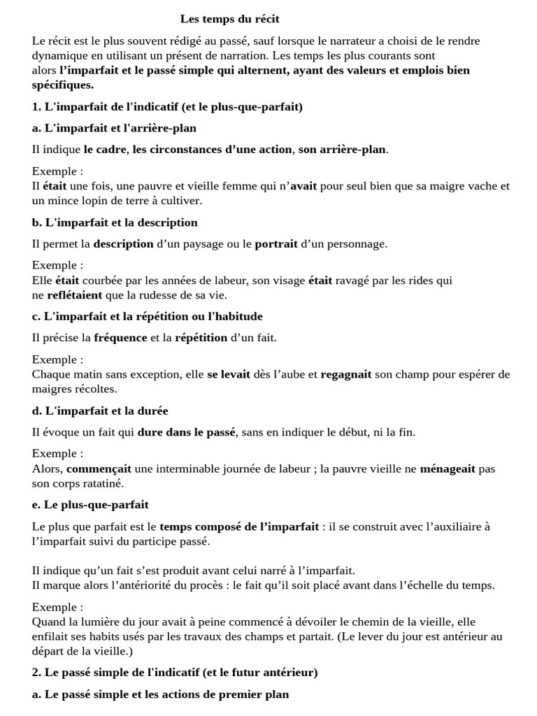 Les temps du récit expliqués | PDF | Mécanique du langage | Linguistique