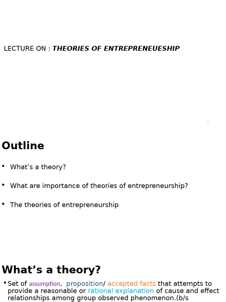 Theories of Entrepreneurship | PDF | Entrepreneurship | Theory