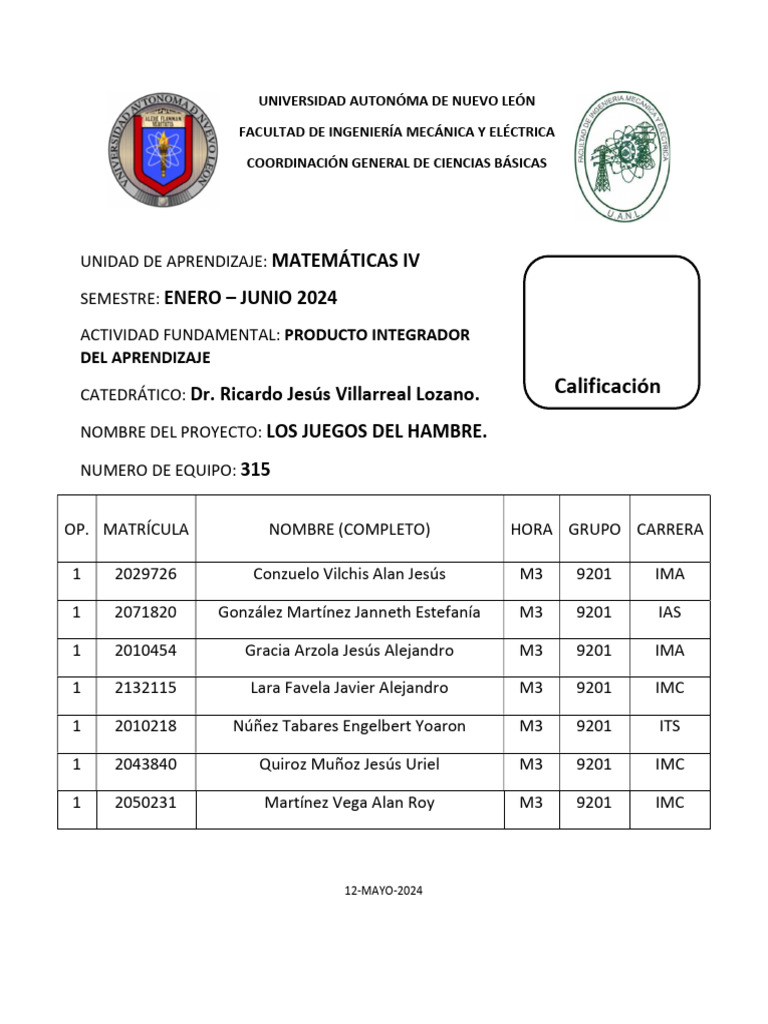 PIA Mate 4 | PDF | Los juegos del hambre