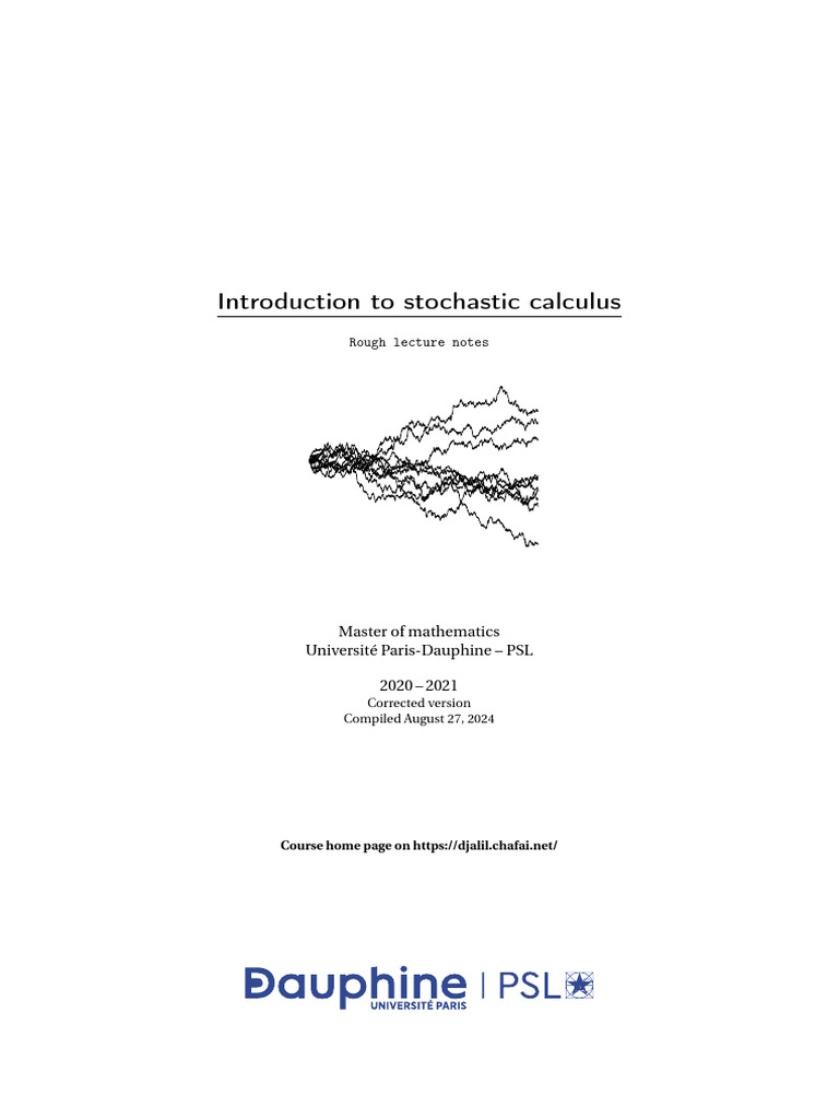 m2 Stochastic Calculus Course 2020 2021 | PDF | Stochastic Process ...