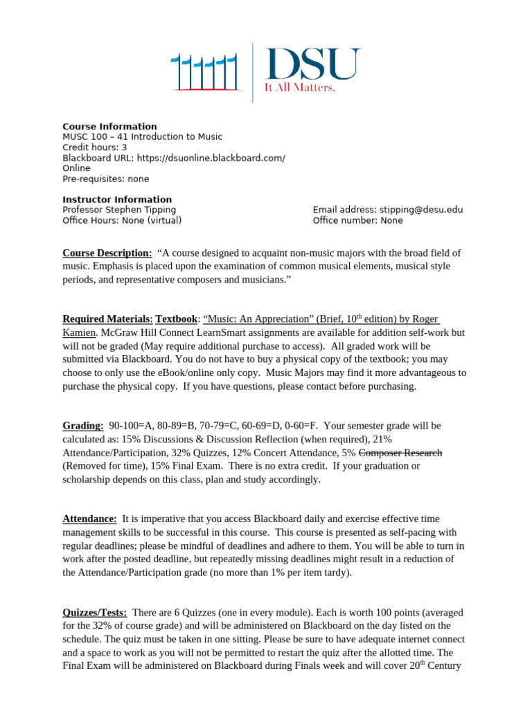 IntroToMusicSyllabus Online Fall 24 ACCEL 2 | PDF