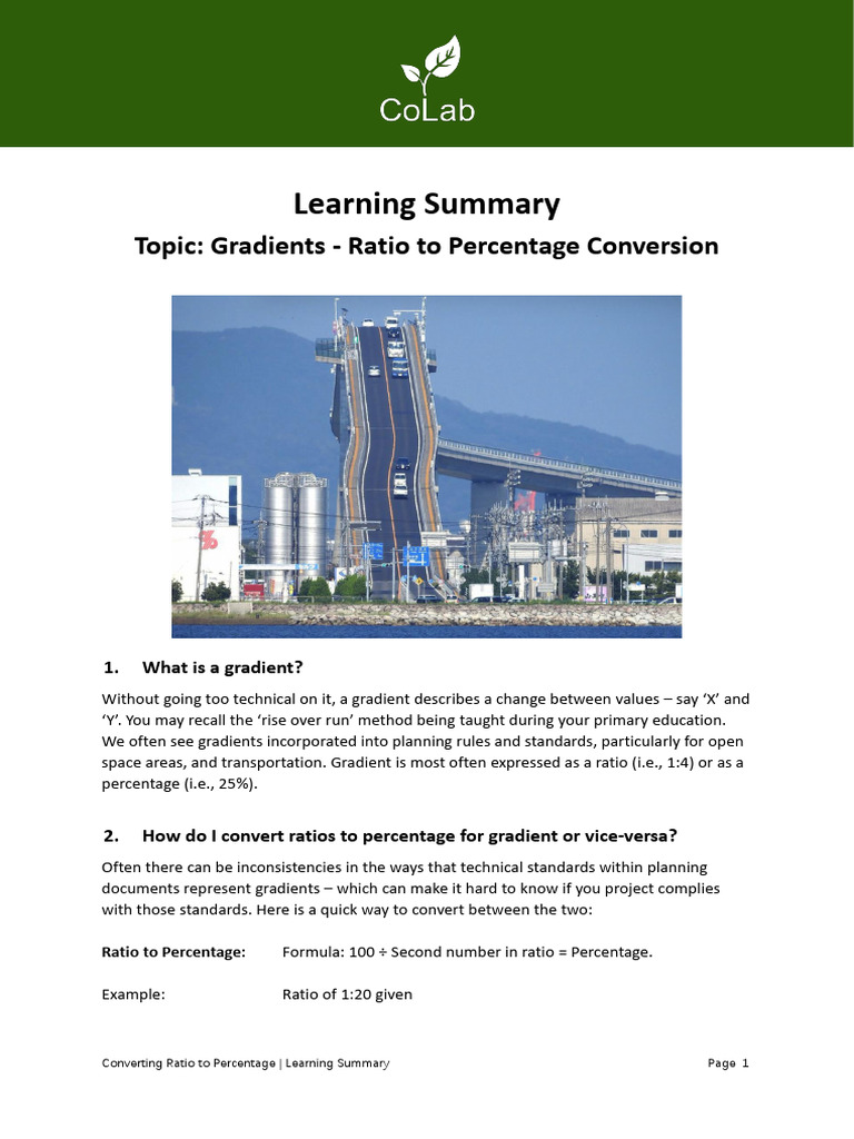 Learning Summary - Ratio To Percentage Conversion | PDF | Percentage ...