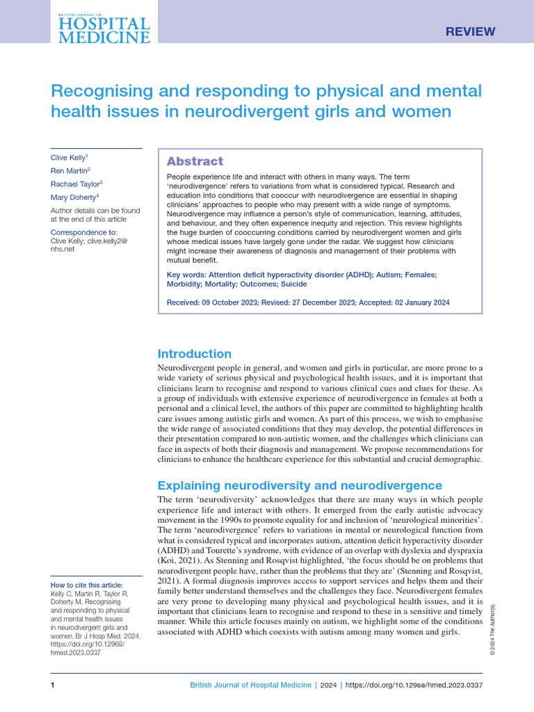 Recognising and Responding To Physical and Mental Health Issues in ...