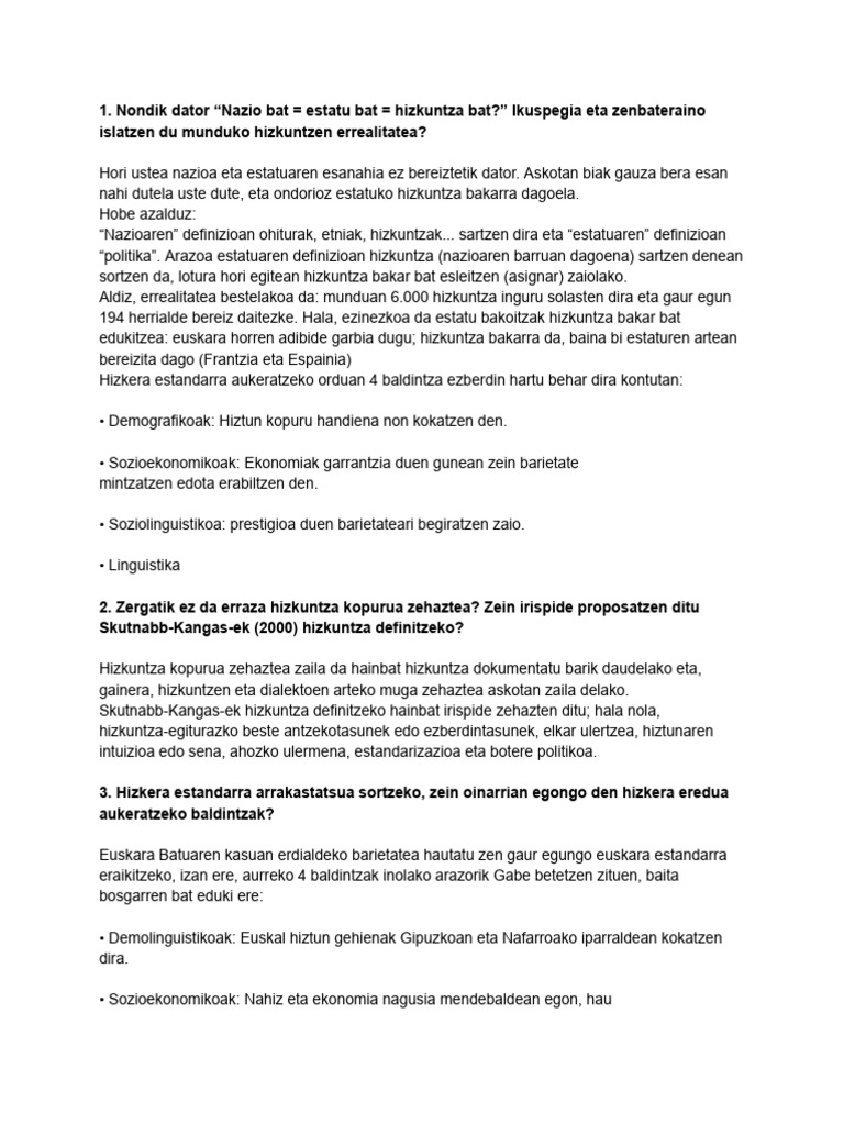 Azterketa Galderak | PDF