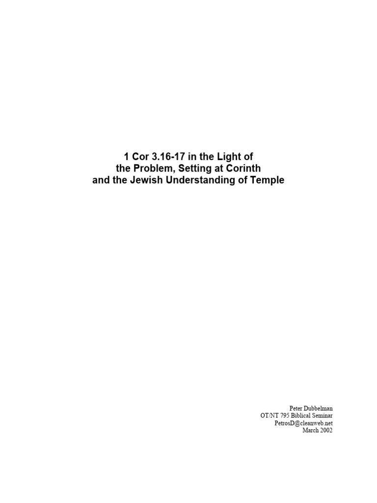 1 Cor 3 16 17 in The Light of The Proble | PDF | Jesus | Book Of Ezekiel