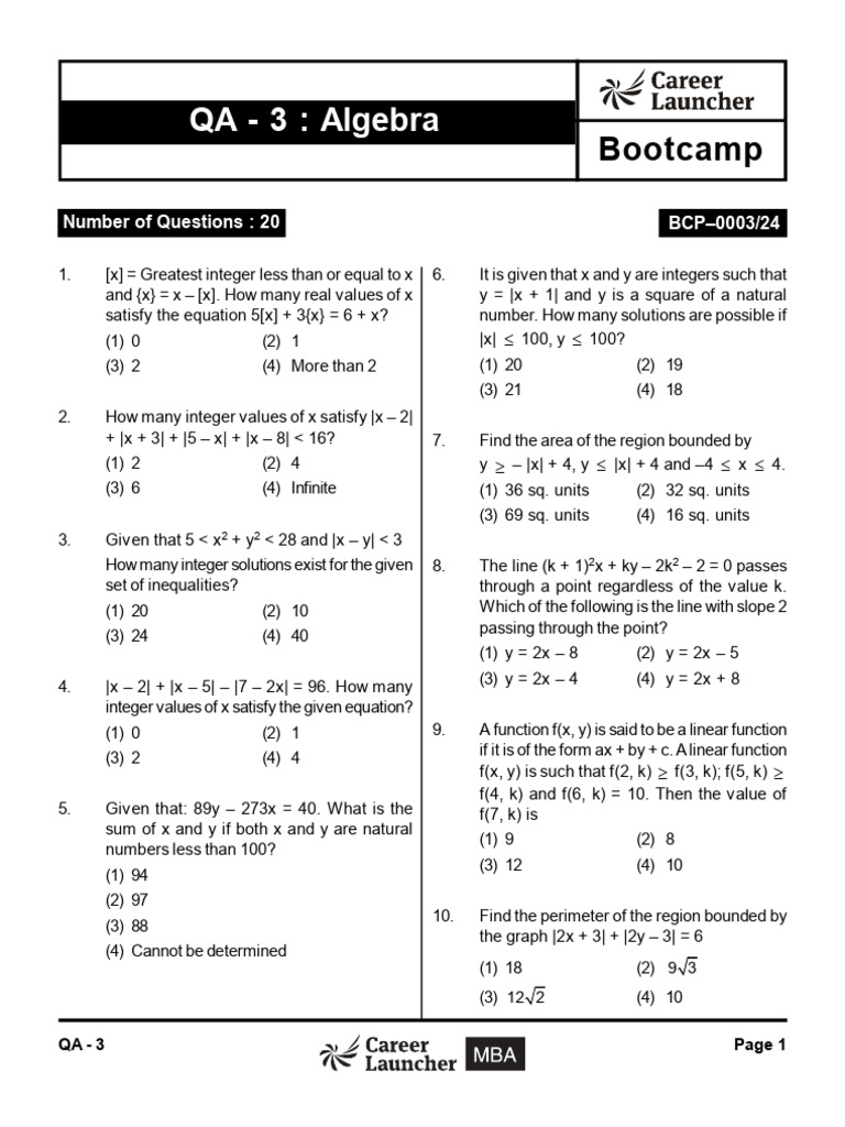 QA-3Algebra Q | PDF | Equations | Mathematics