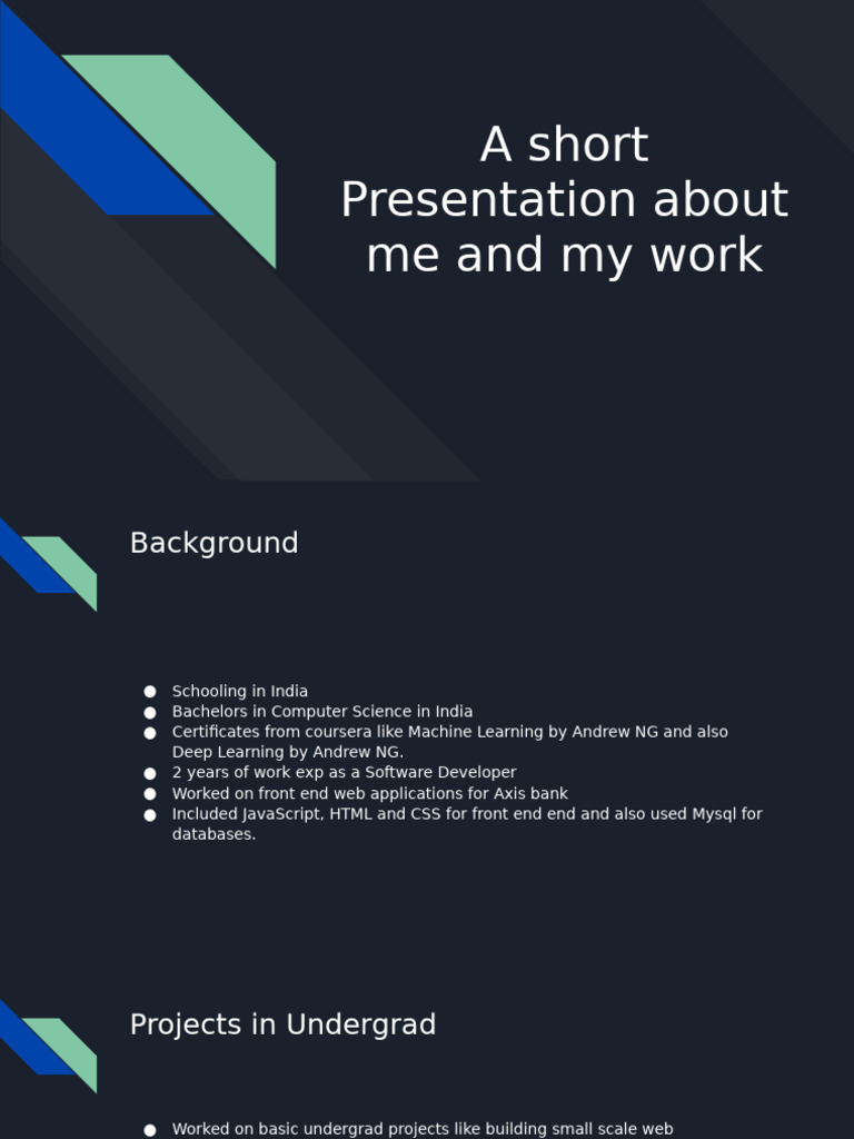 A Short Presentation About Me and My Work | PDF | Artificial ...
