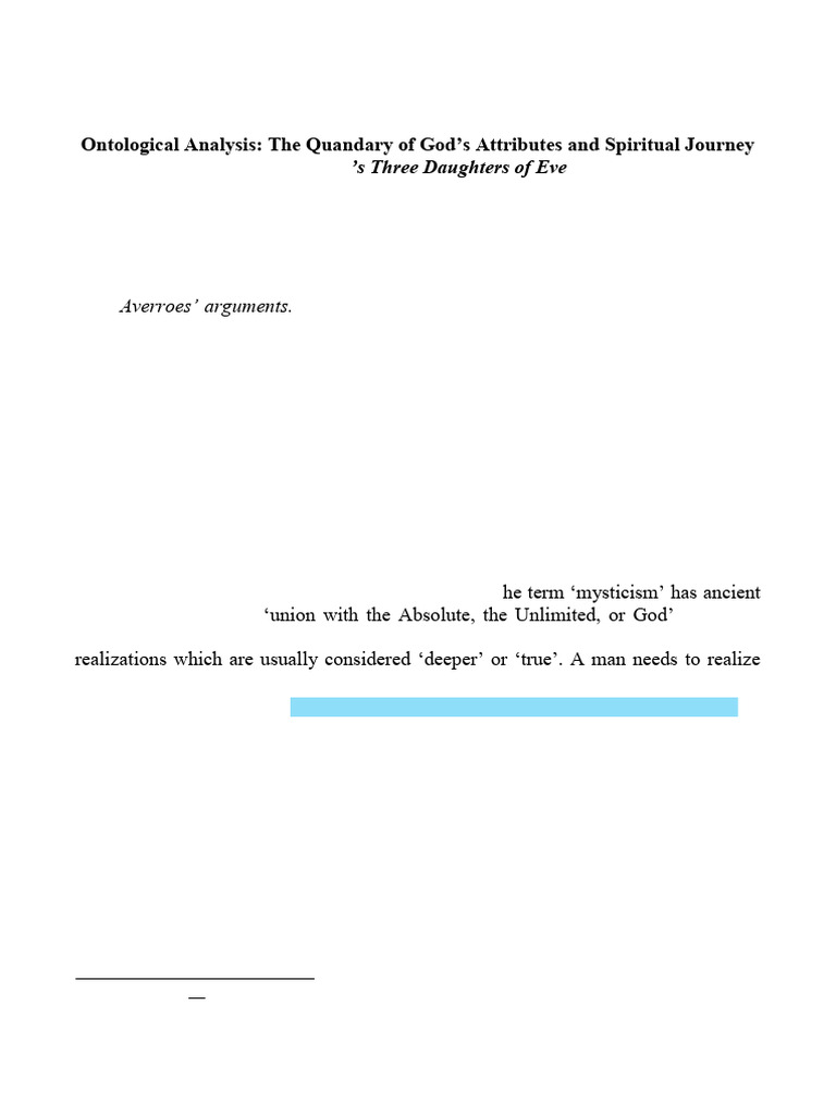 Ontological Analysis Pdf God Existence Of God 