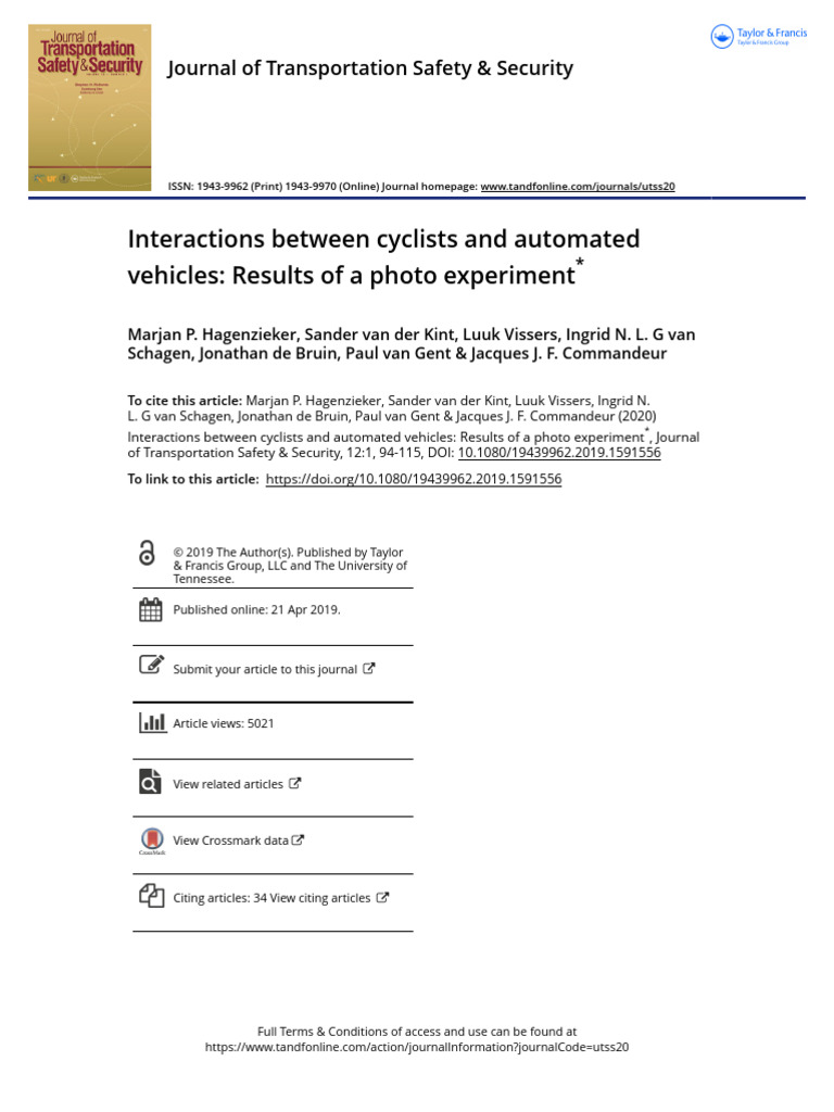 Cyclists and Automated Vehicles: Study Results | PDF | Traffic ...