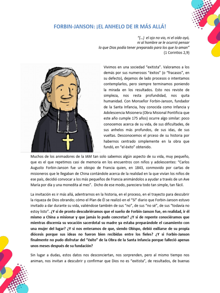 Biografía Monseñor Forbin-Janson | PDF | Sacerdote | Seminario