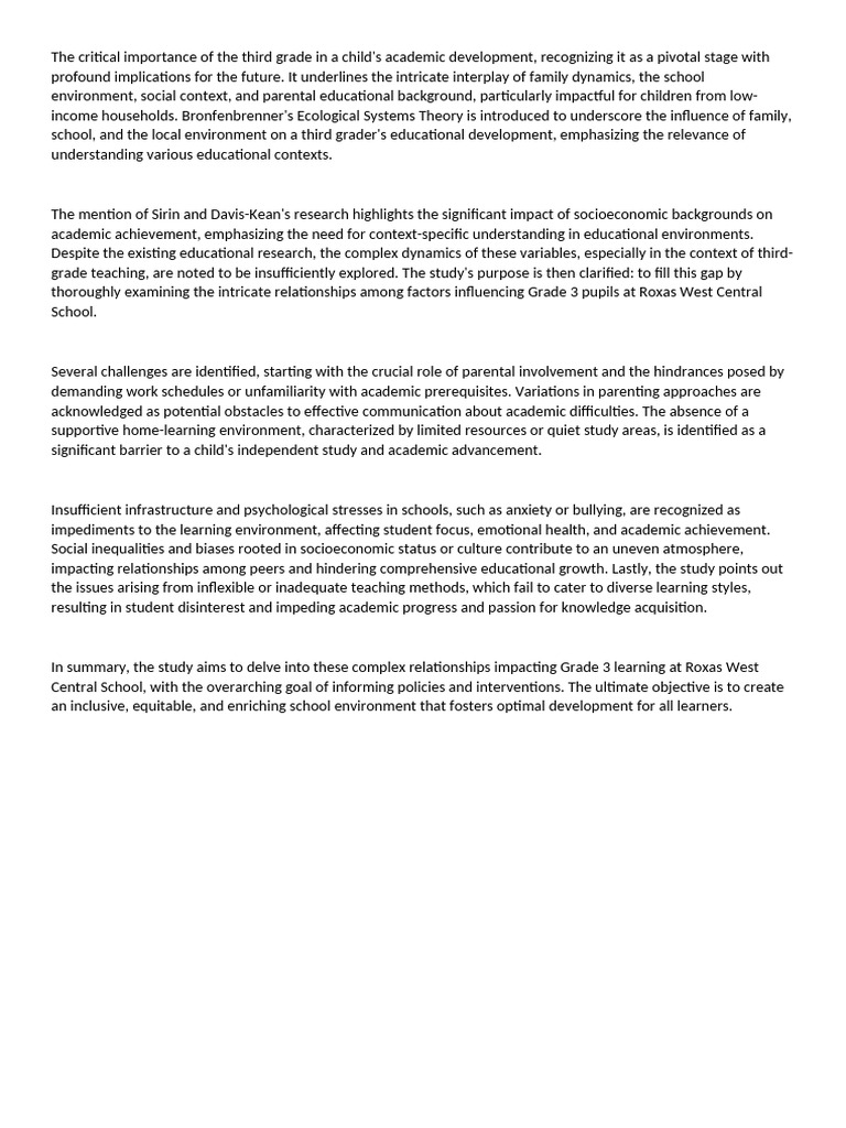 Key Factors Affecting Grade 3 Performance | PDF | Learning | Goal