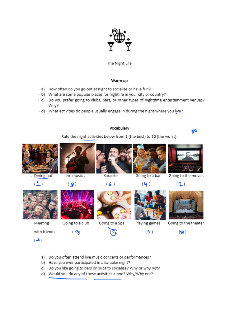 Nightlife Activities and Experiences Guide | PDF | Games & Activities ...