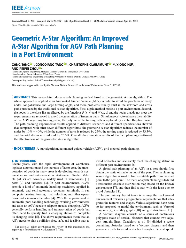 Geometric A-Star Algorithm - An Improved A-Star Algorithm For AGV Path ...