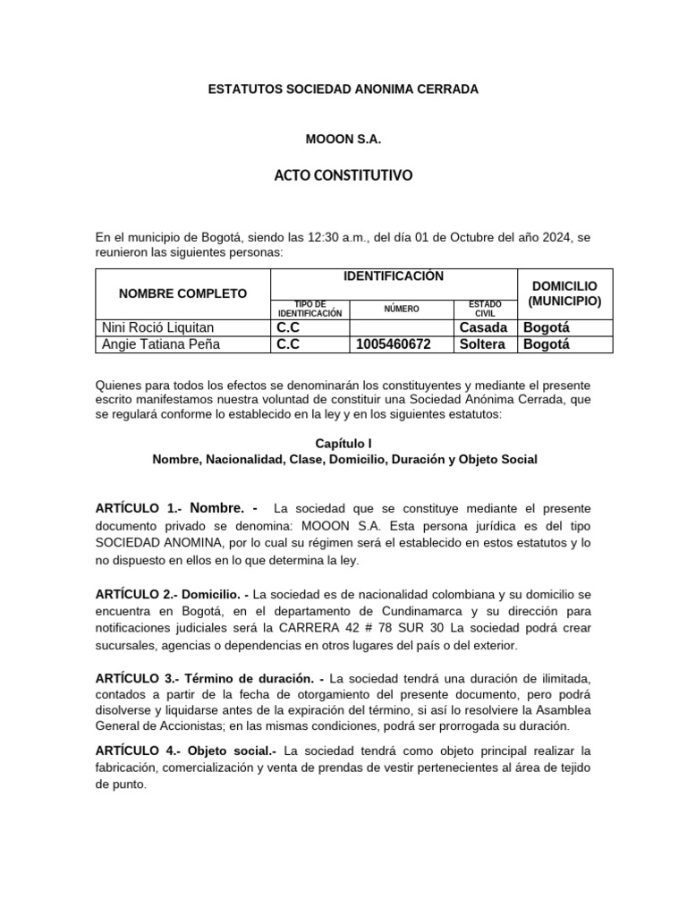 MODELO-ESTATUTOS-SOCIEDAD-ANONIMA | PDF | Compartir (Finanzas) | Junta Directiva
