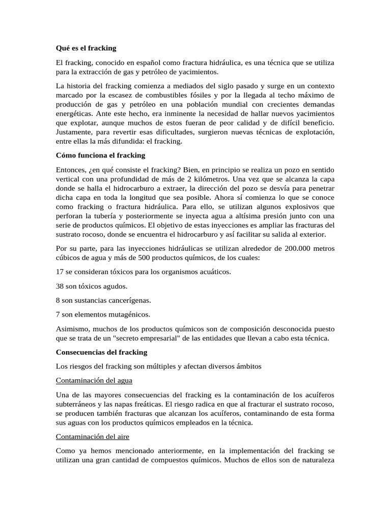 Qué Es El Fracking | PDF | Agua subterránea | Geografía Física