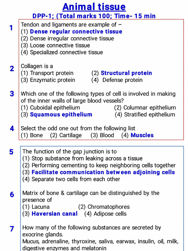 Animal Tissue DPP. | PDF