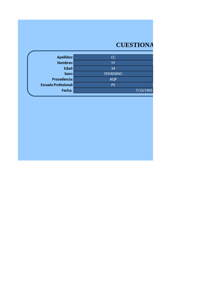 Cuestionario BFQ (3) Resuelto | PDF | Sicología | Conceptos psicologicos