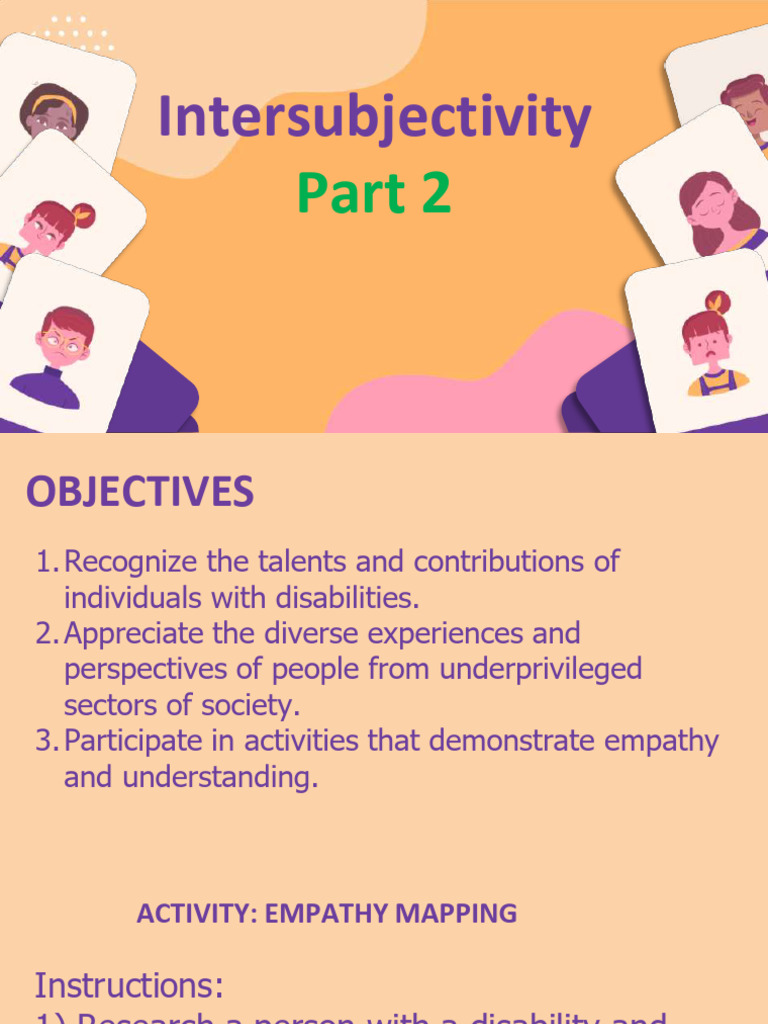 Lesson 13 - Intersubjectivity - (Part 2) - Hand Outs | PDF | Social Exclusion | Disability