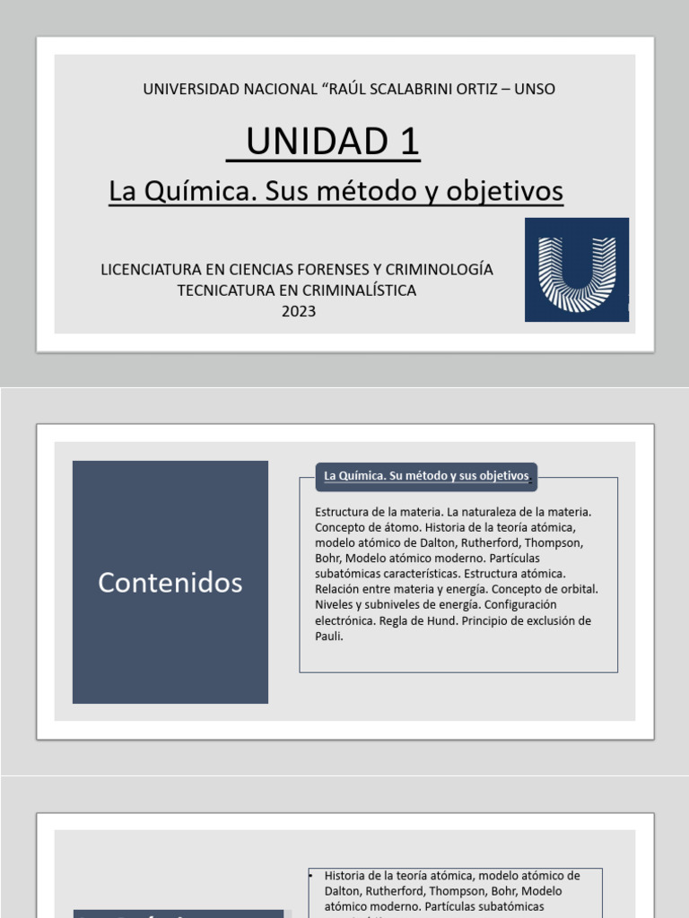 Unidad 1 Parte I Fsca-Qca 2023 | PDF | Átomos | Núcleo atómico