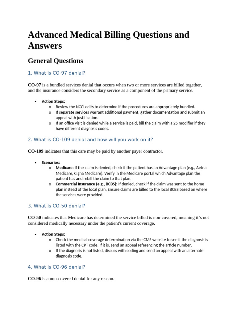 Billing Questions and Answers | PDF | Medicare (United States) | Health ...