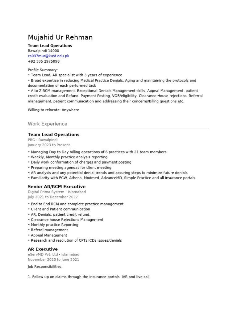 Mujahid CV MB-2 | PDF | Health Care