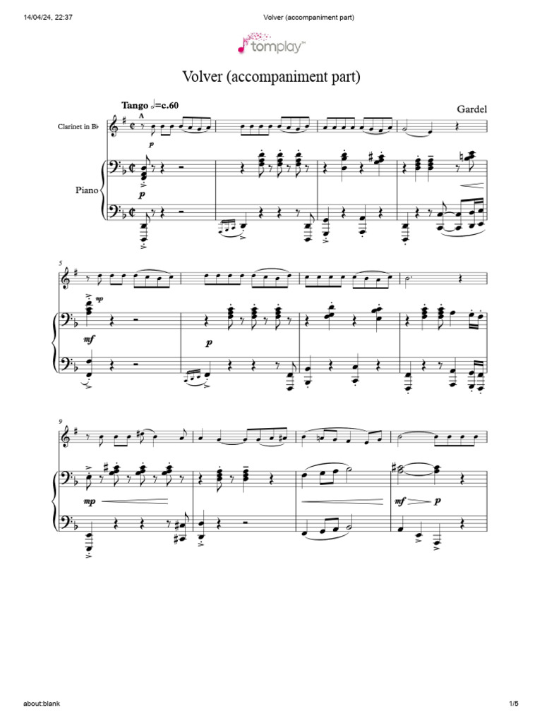 Volver (Accompaniment Part) | PDF | Language Arts & Discipline