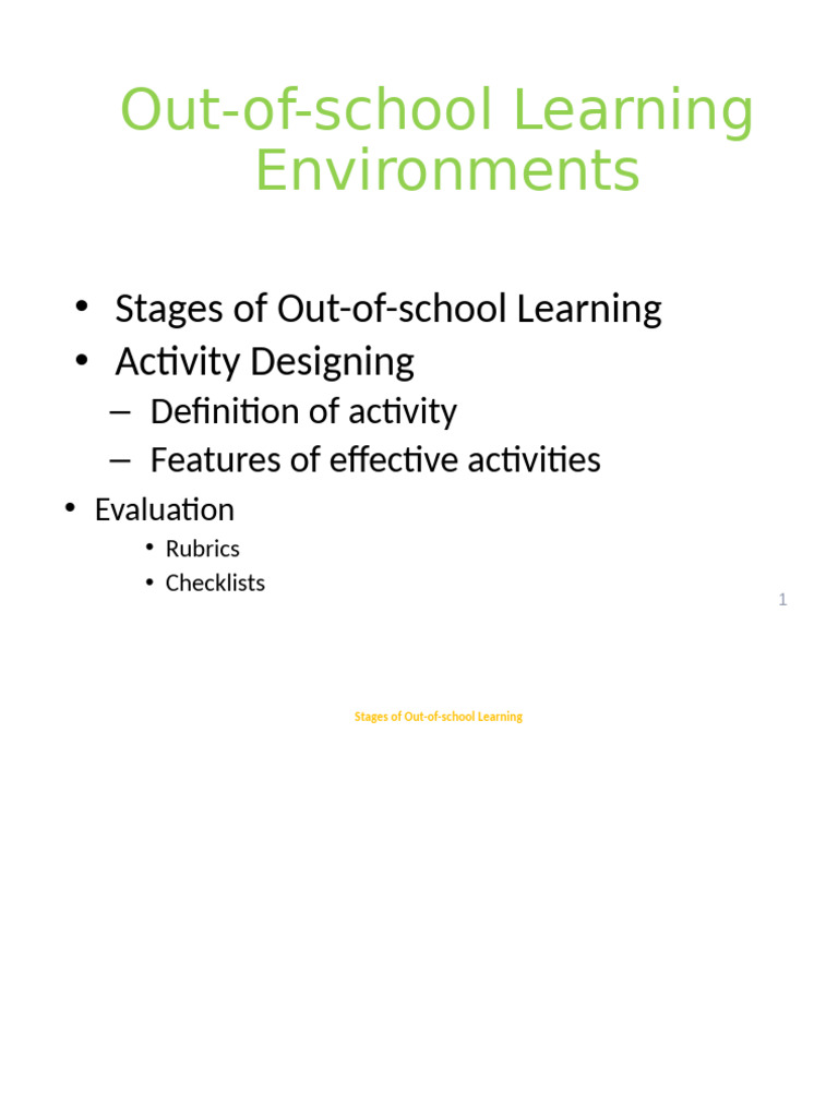 Stages of Out-Of-School Learning Activity Designing | PDF | Rubric ...
