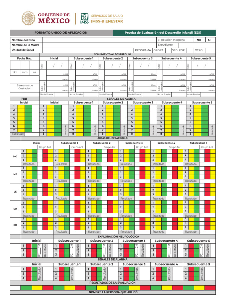 Formato para La Aplicación de La Prueba de Evaluación Del Desarrollo Infantil (EDI) | PDF