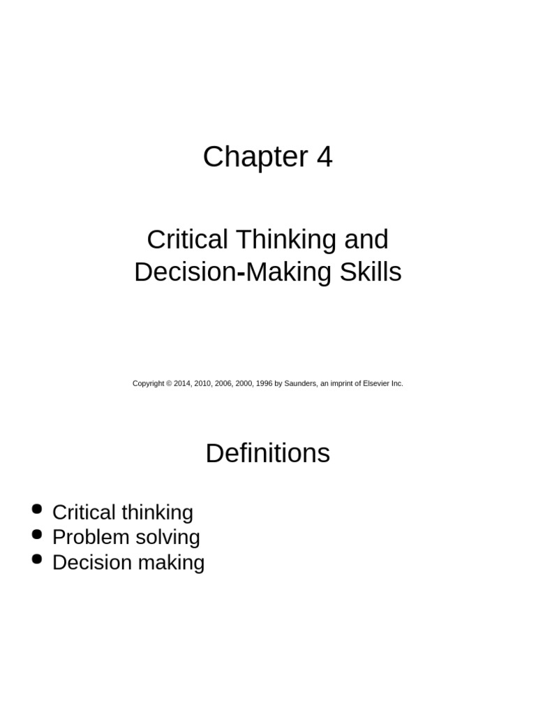 Chapter - 04 Critical Thinking and Decision-Making Skills | PDF | Critical Thinking | Decision ...