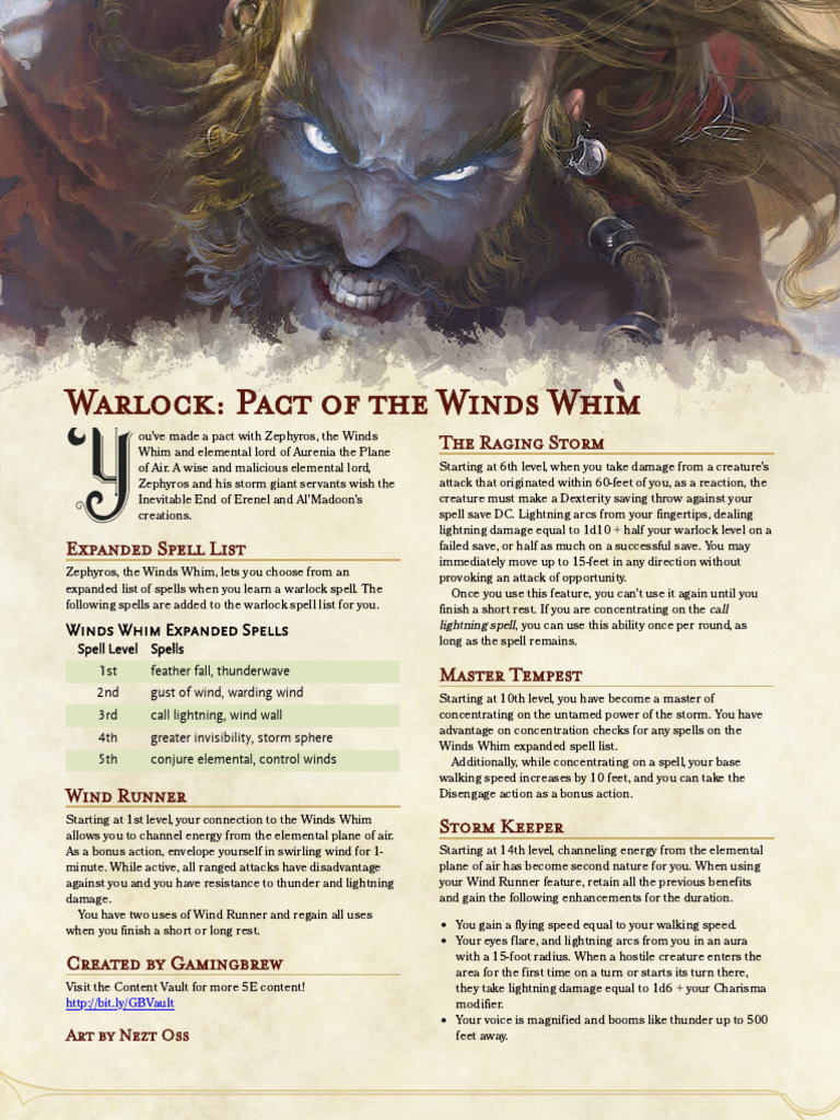 Warlock - Pact of The Winds Whim | PDF | History