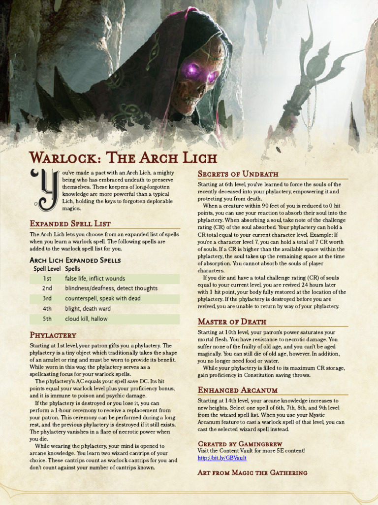 Warlock - Pact of The Arch Lich | PDF | Amulet | Dungeons & Dragons