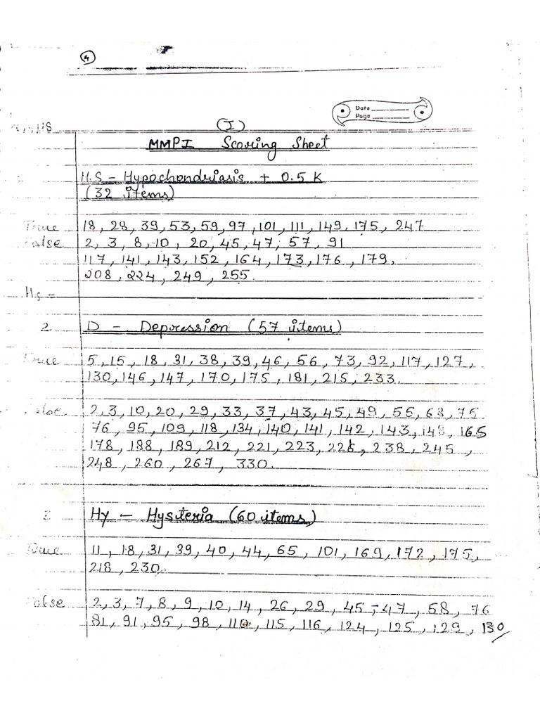 Mmpi 2 Score Sheet | PDF