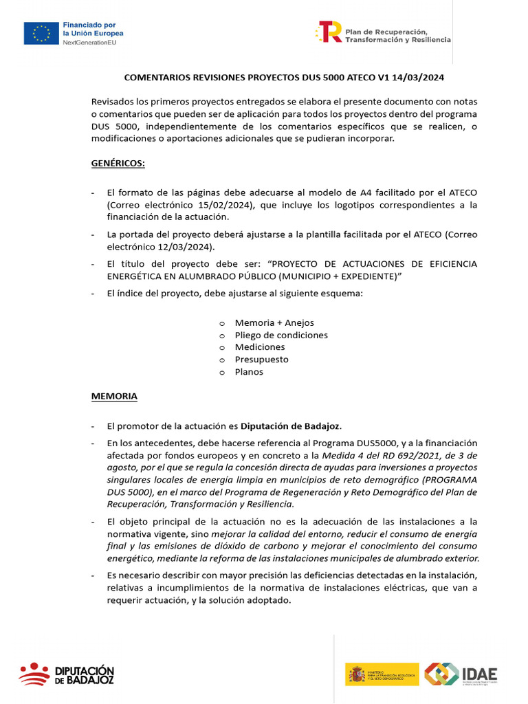 DUS5000 Revision Proyecto GENERAL ATECO V1 | PDF | Uso eficiente de energía