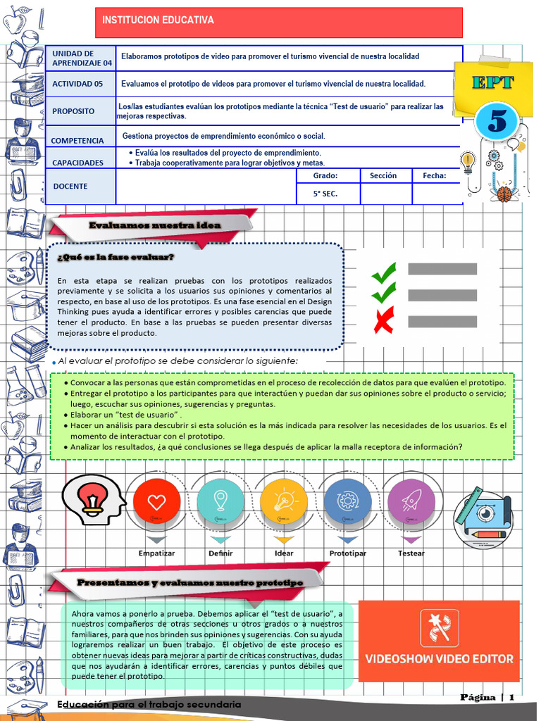 5° Ept - Ficha Actv 05.unidad 04 | PDF | Multimedia | Iniciativa empresarial