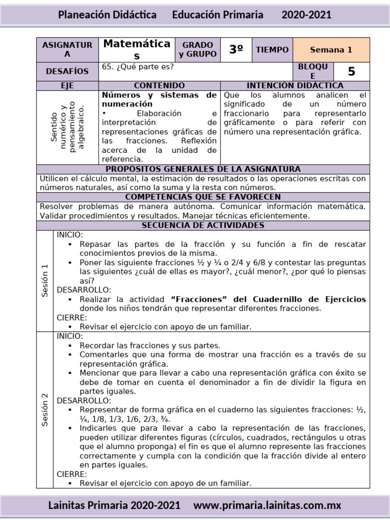Mayo - 3er Grado Matemáticas (2020-2021) | PDF | Educación primaria ...