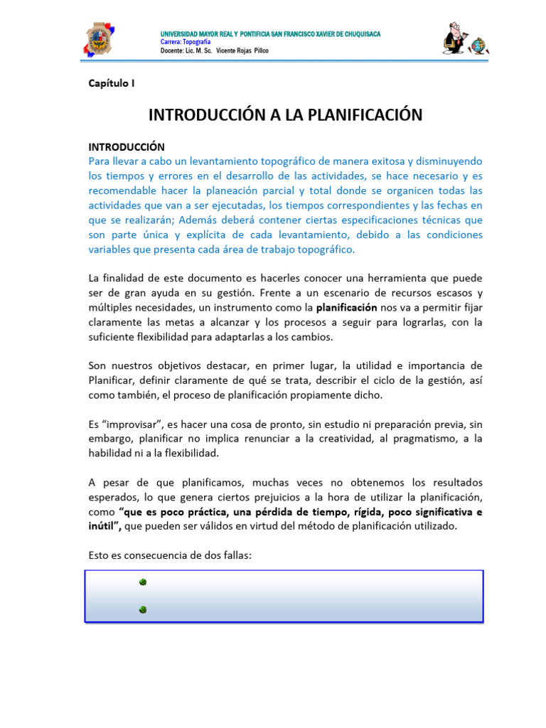Texto de Guia Cap - 1 Introducción A La Planificación - Borrador | PDF | Planificación ...