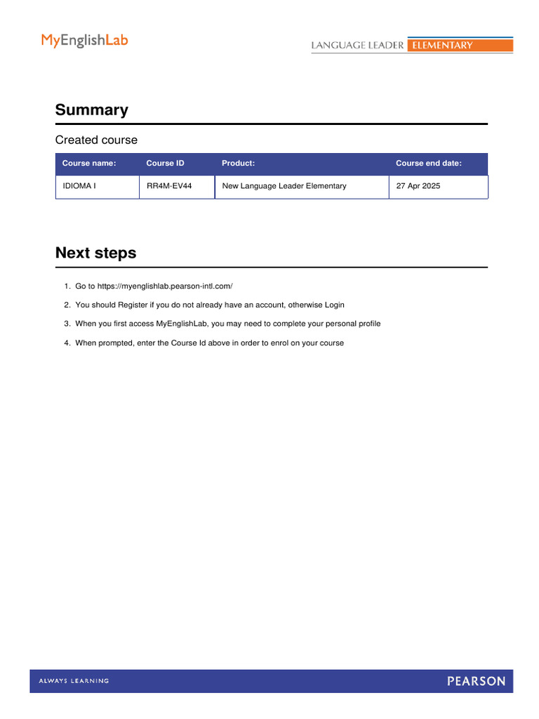 Idioma I-Tutorial My English Lab | PDF