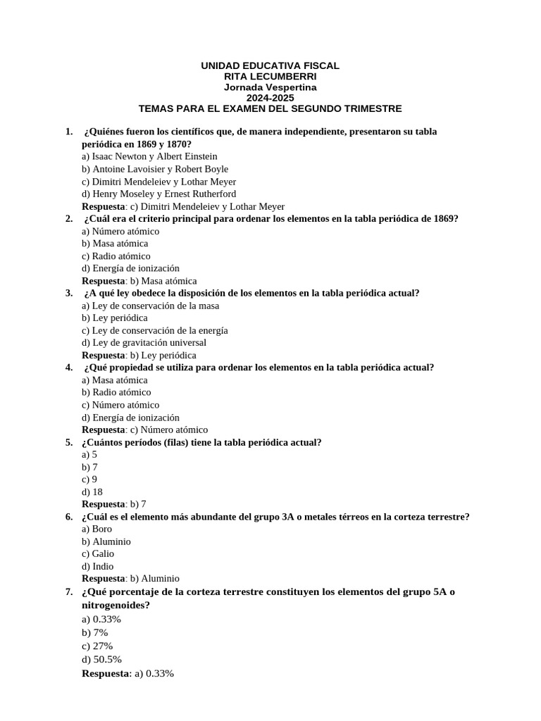 Temarios de Química | PDF | Elementos químicos | Rieles