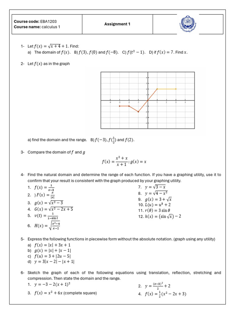 Assignment 1 | PDF | Line (Geometry) | Function (Mathematics)