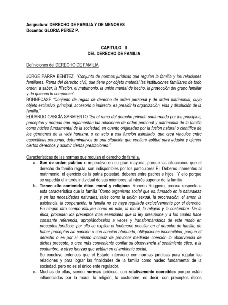 CAPITULO II FAMILIA | PDF | Familia | Matrimonio