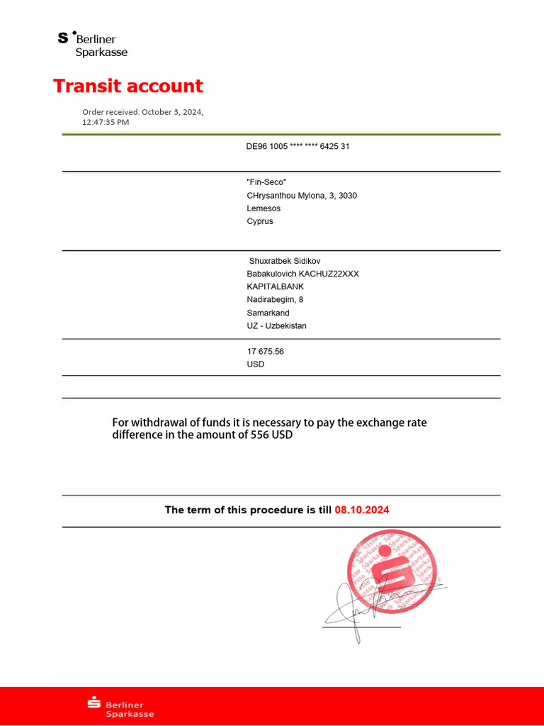 Shuxratbek Sidikov Sparkasse | PDF | Finance & Money Management