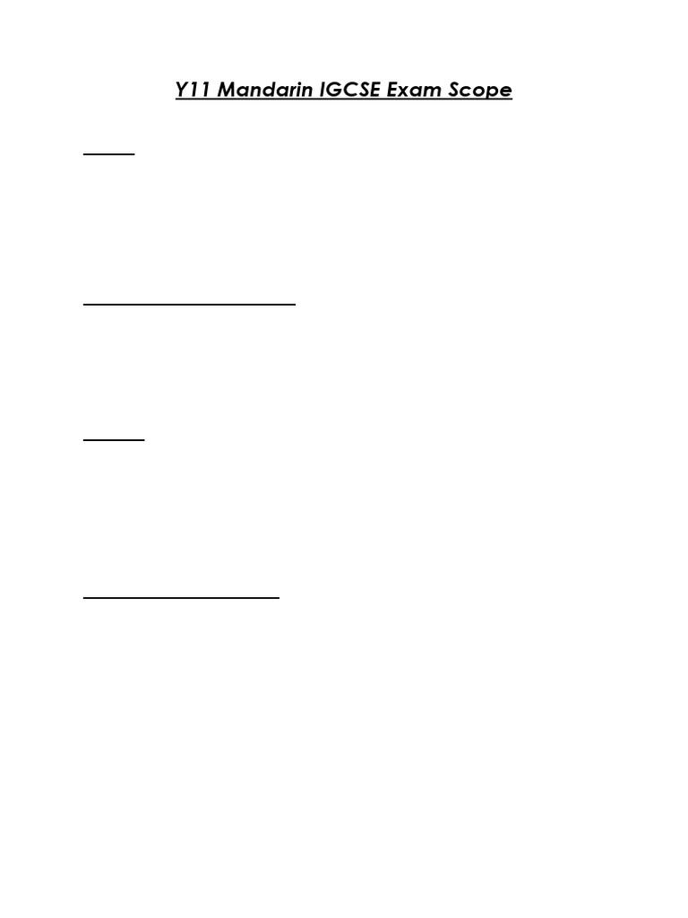 Y11 Mandarin Mock IGCSE Exam Scope | PDF | Standard Chinese | Multiple ...