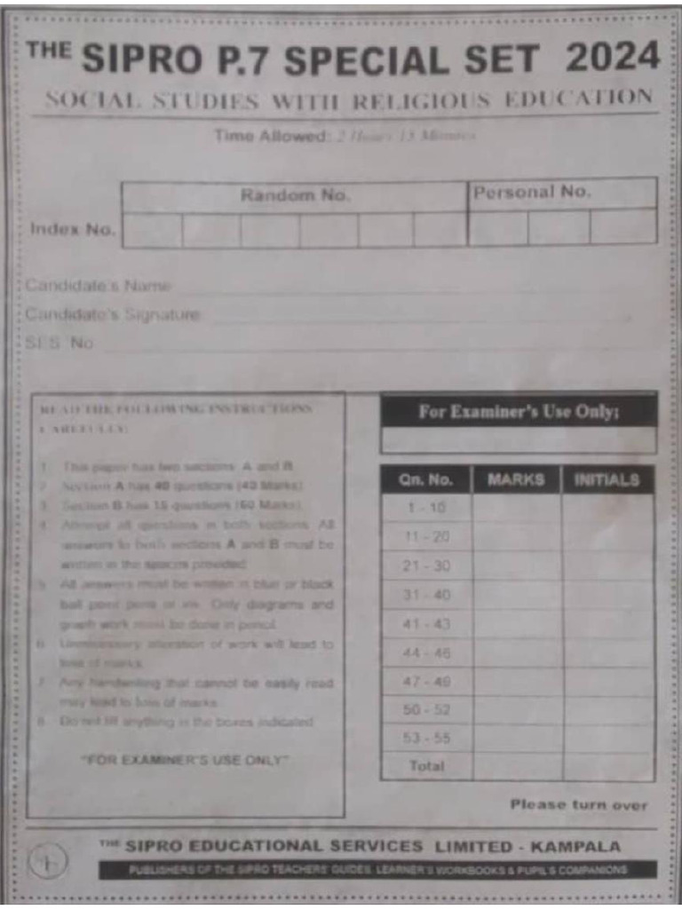 The Sipro Special Mock SST 2024 | PDF
