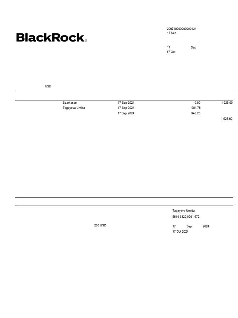 BlackRock Invoice Summary | PDF | Invoice | Accounting