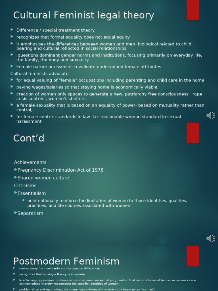 Cultural Feminist Legal Theory and Other Theories | PDF | Gender Studies | Feminism