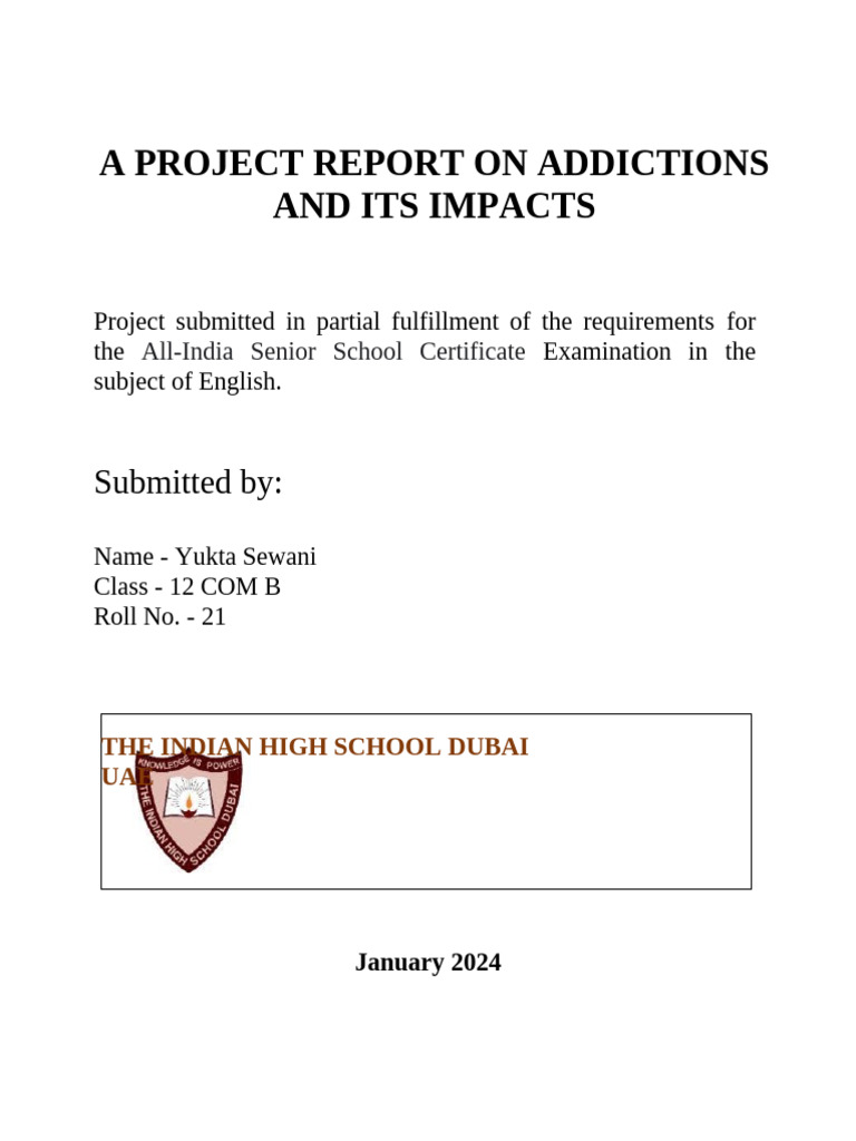 Project Report - An Outlook - Docx-1 | PDF | Psychology | Behavioural Sciences
