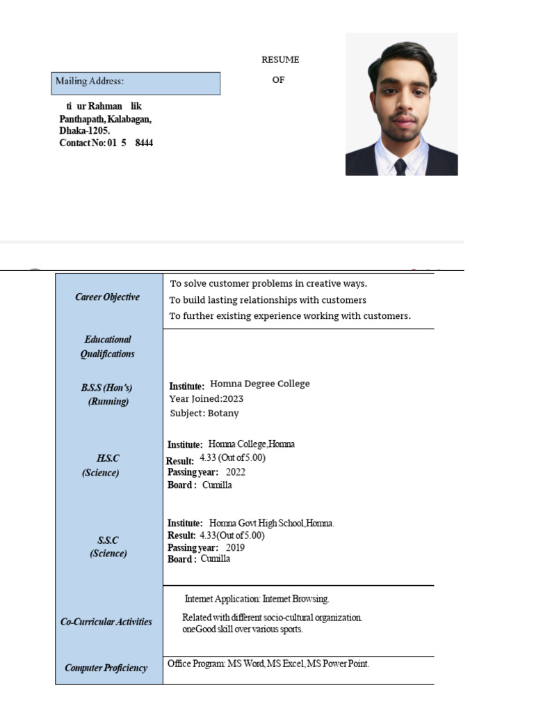 Lastatiqur Rahman Alik CV - AAA | PDF | Cognition
