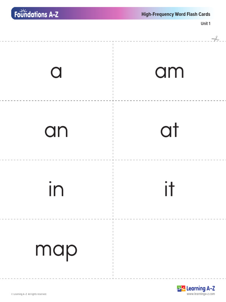 High Frequency Words Flash Cards Gku1 | PDF