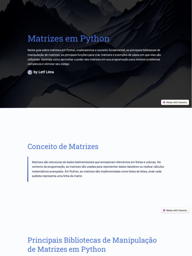 Matrizes em Python: Guia Completo | PDF