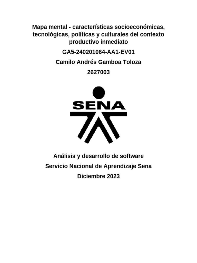 Mapa Mental - Características Socioeconómicas, Tecnológicas, Políticas y Culturales Del Contexto ...
